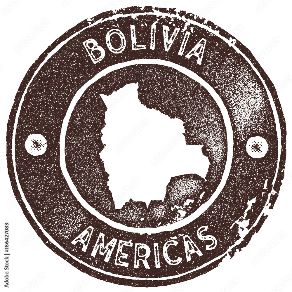 Bolivia map vintage stamp. Retro style handmade label, badge or element ...