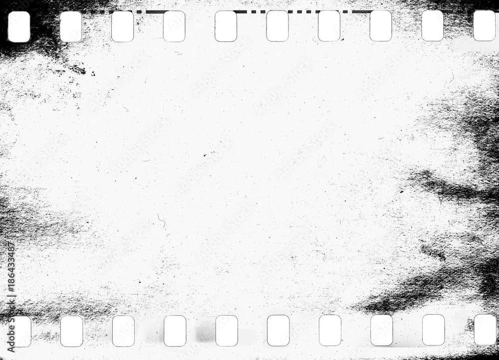 Abstract dirty or aging film frame. Dust particle and dust grain ...