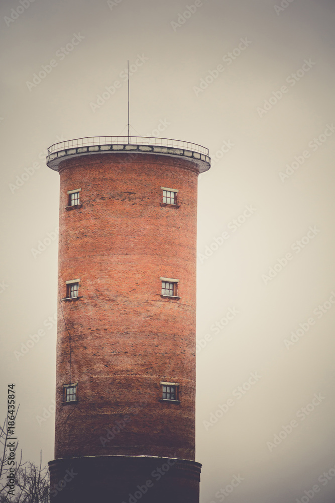 Brick Water Tower Retro Stock Photo | Adobe Stock