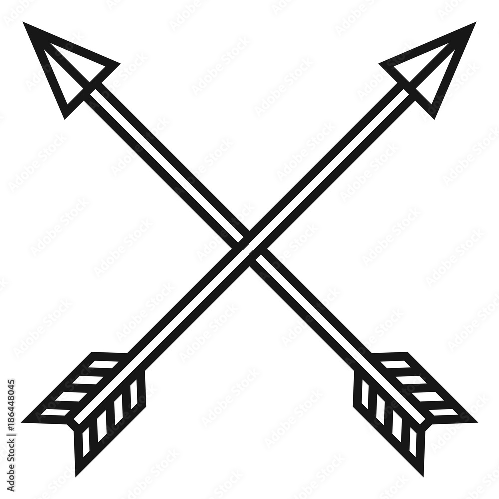 Vector Black Medieval Icon of Crossed Arrows Stock Vector | Adobe Stock