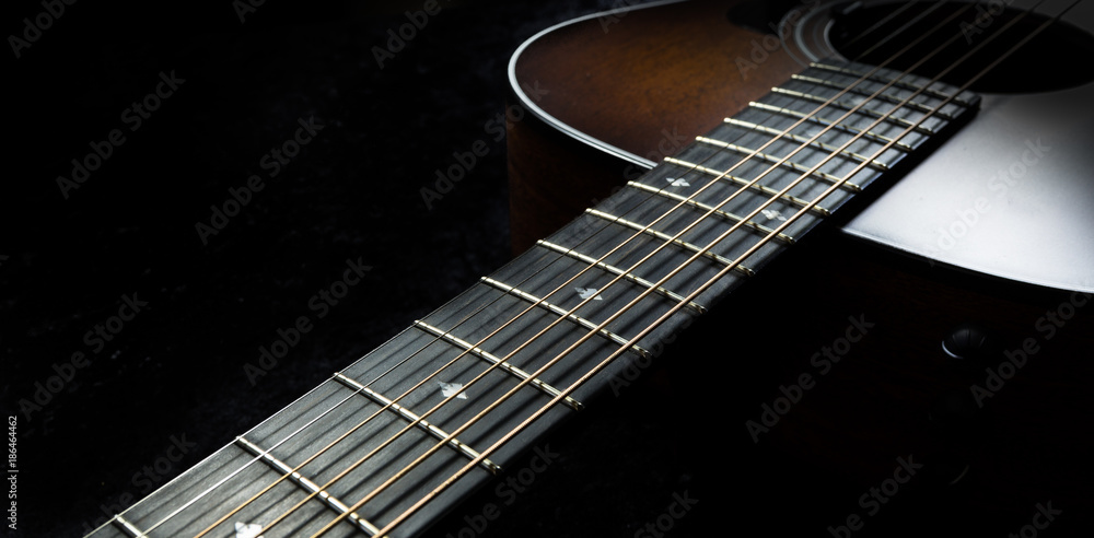 Acoustic Guitar Neck Closeup Stock Photo | Adobe Stock