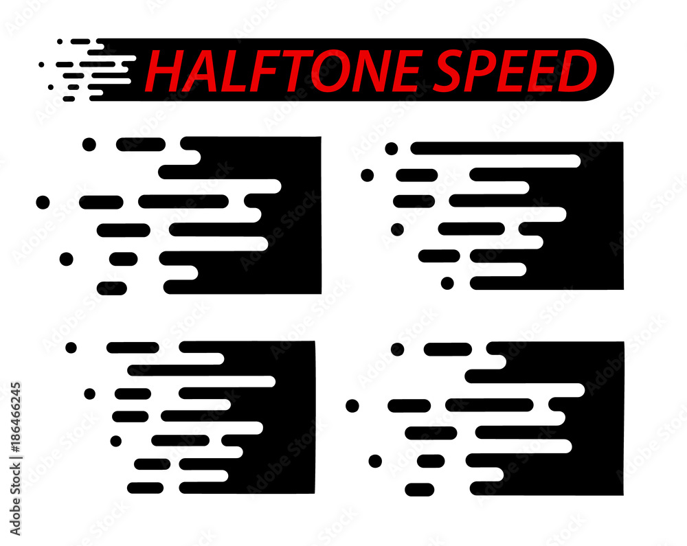 Speed lines set isolated on white. Motion effect illustration.Gradient ...