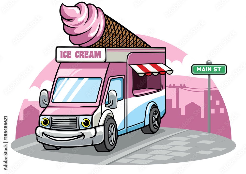 cartoon ice cream van illustration Stock Vector | Adobe Stock