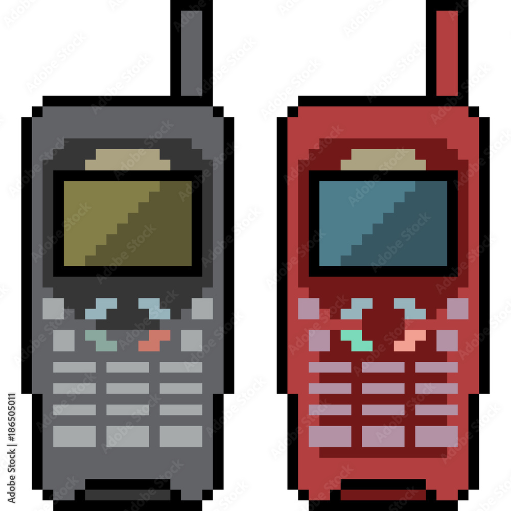 vector pixel art old mobile phone Stock Vector | Adobe Stock