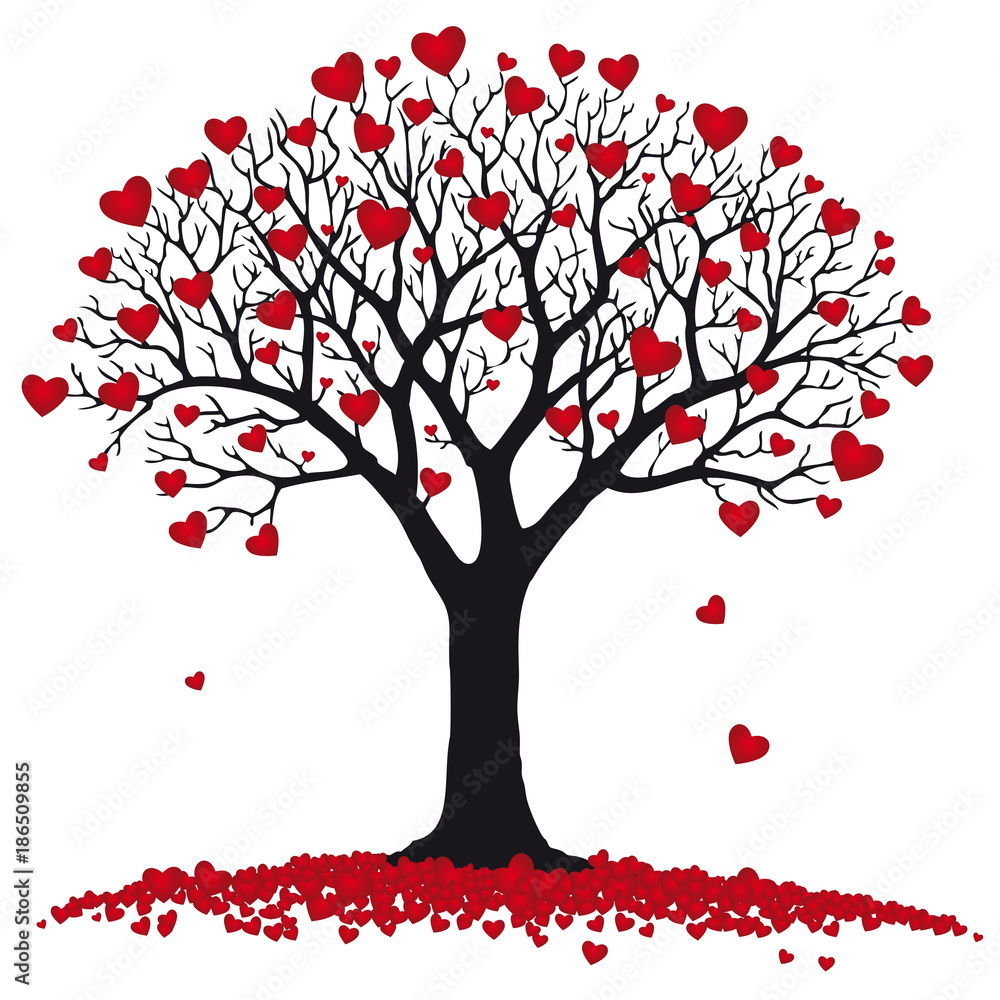 Happy Valentine's Day heart tree Stock Vector | Adobe Stock