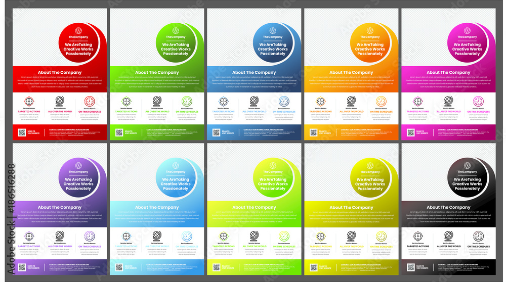 a bundle of 10 color a style of flyer template design, modern template ...