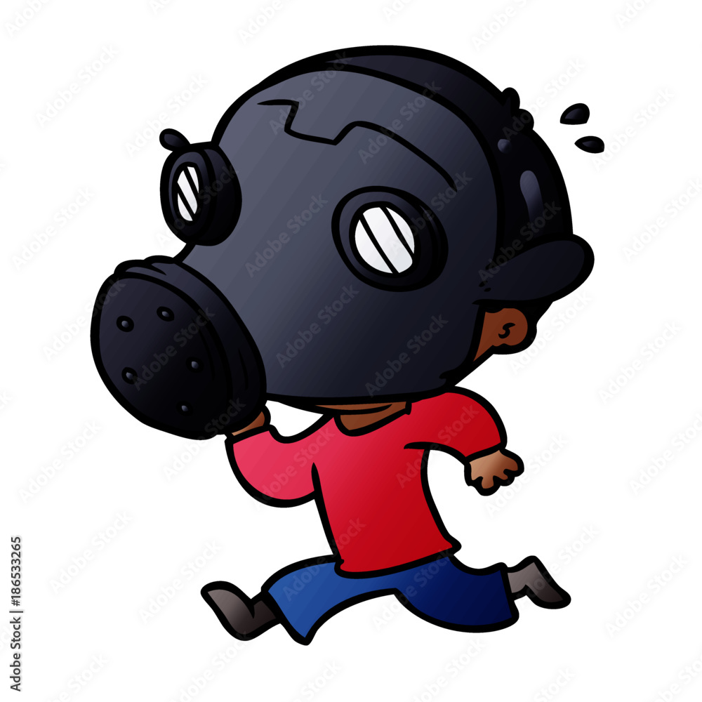 cartoon man wearing gas mask Stock Vector | Adobe Stock