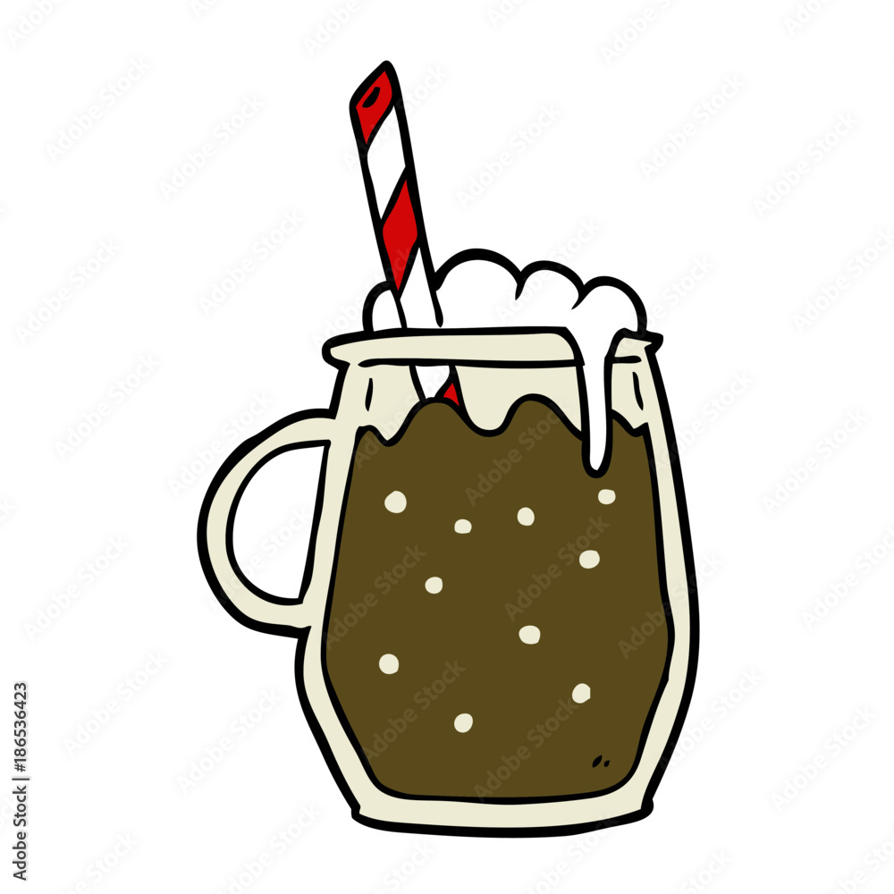 cartoon glass of root beer with straw Stock Vector | Adobe Stock