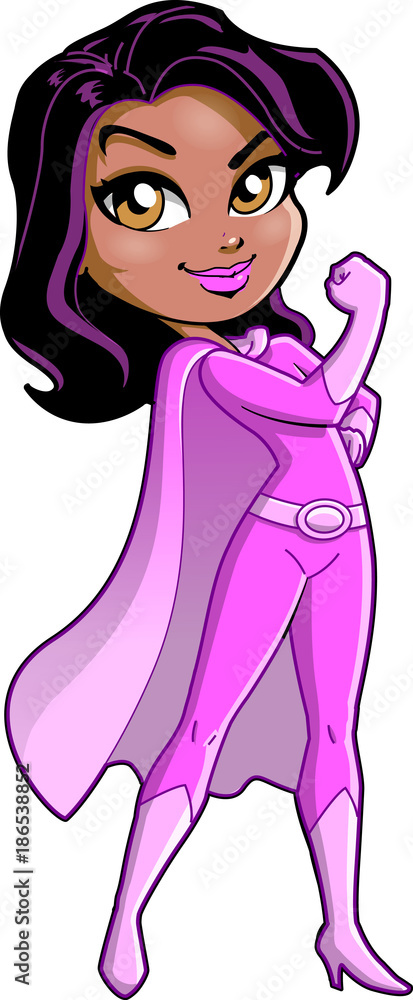 Breast Cancer Awareness Black Super Woman superhero cartoon clipart ...