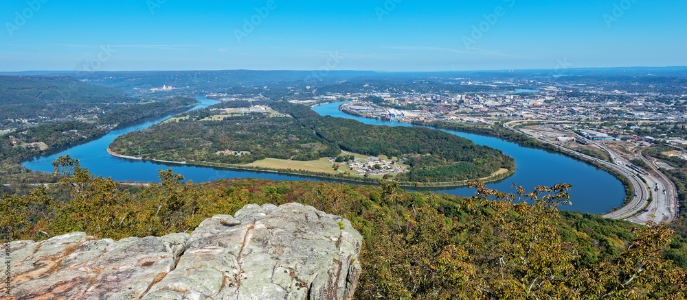 Overlook View Of Moccasin Bend, The Tennessee River And The City Of ...
