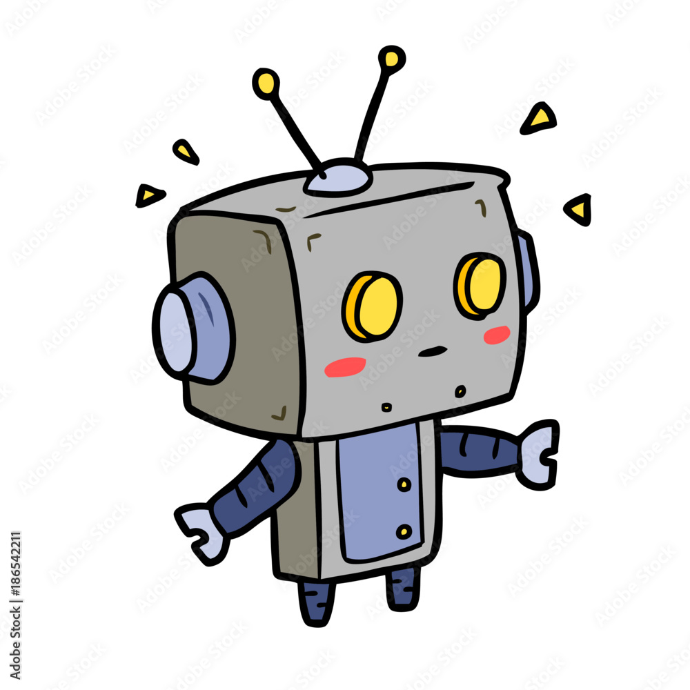 cute cartoon surprised robot Stock Vector | Adobe Stock