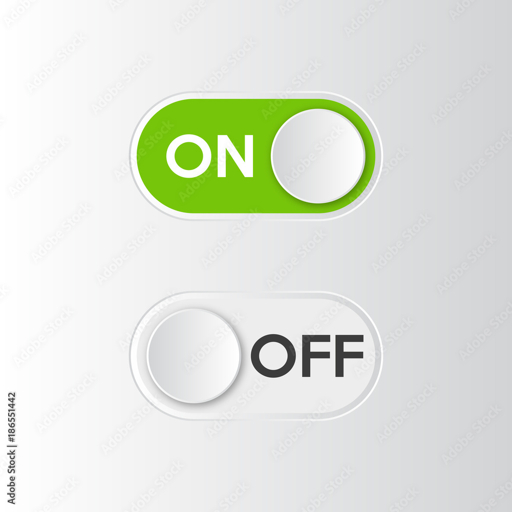 Icon On and Off toggle switch button. Vector illustration. Stock Vector ...
