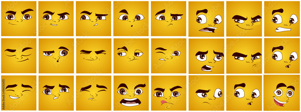 Cartoon Expressions Emoticons, Angry Expressions, Love Expressions ...