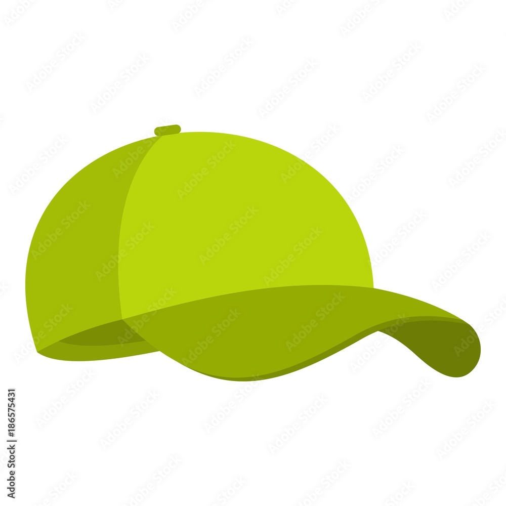 Green baseball cap icon. Flat illustration of green baseball cap vector ...