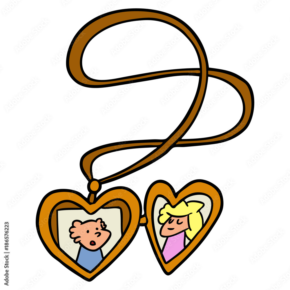 cartoon locket with photographs Stock Vector | Adobe Stock