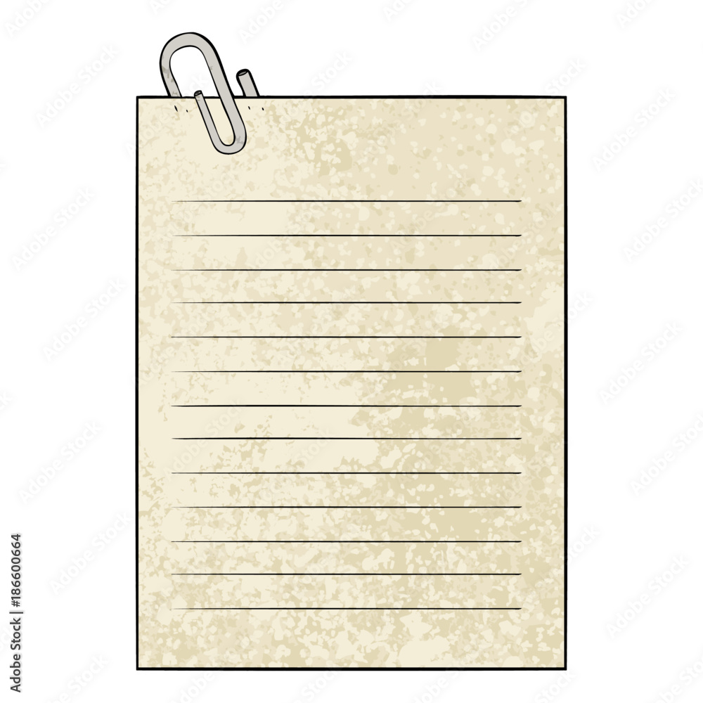 cartoon lined paper with paperclip Stock Vector | Adobe Stock