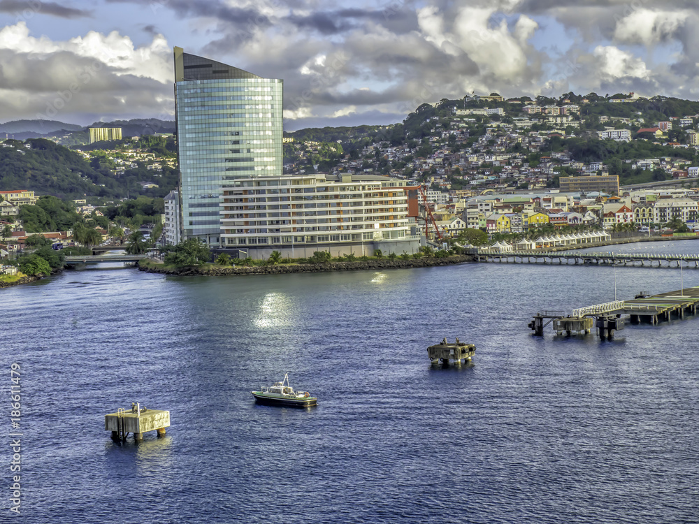 Harbour area of Fort-de-France, capital city of Martinique, an overseas ...