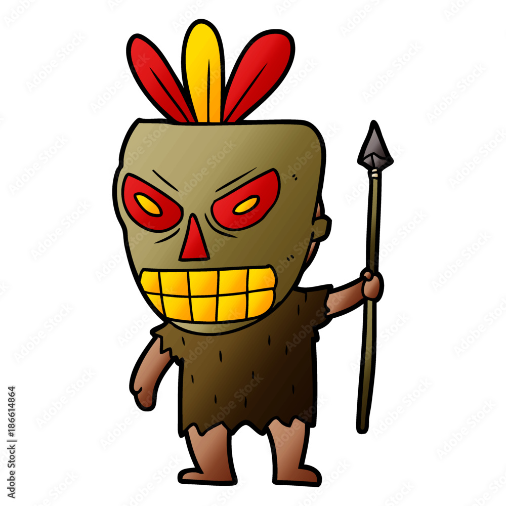 cartoon cannibal shaman Stock Vector | Adobe Stock