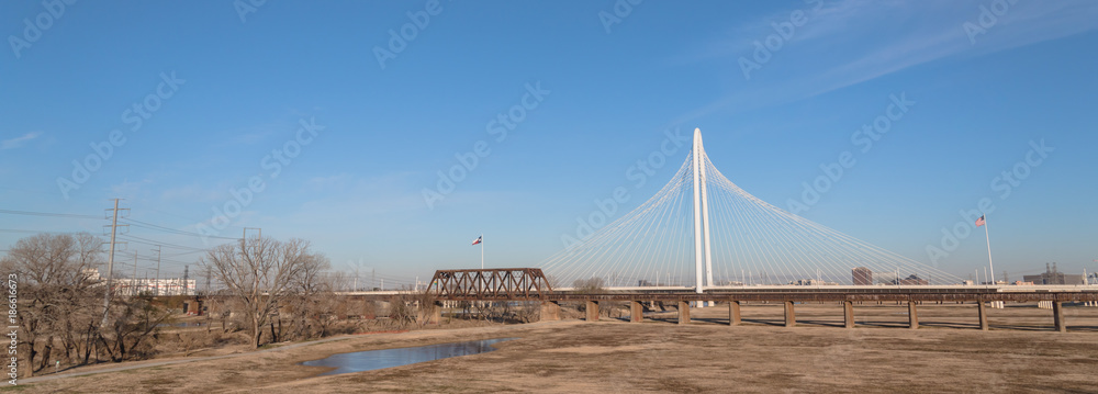 Margaret Hunt Hill and old railway bridge in Downtown Dallas, Texas ...