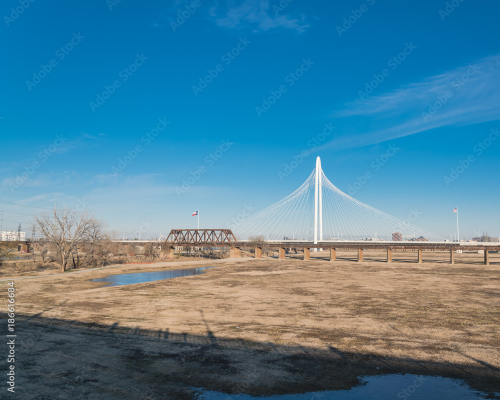 The Margaret Hunt Hill and old railway bridge in Downtown Dallas, Texas ...