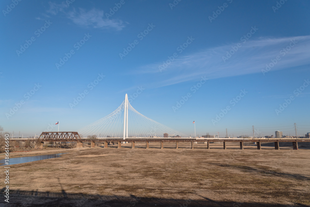 The Margaret Hunt Hill and old railway bridge in Downtown Dallas, Texas ...