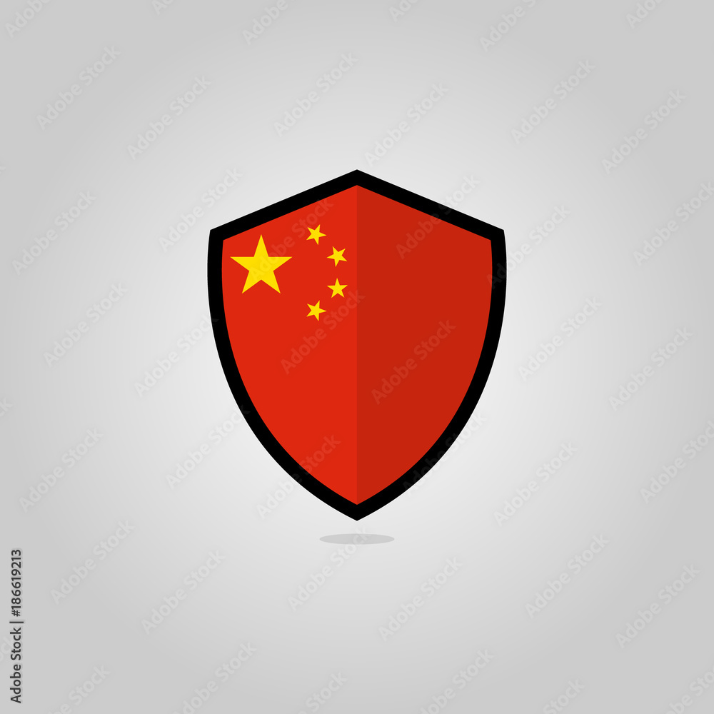 Chinese Flag Flat Vector Shield Badge Stock Vector | Adobe Stock