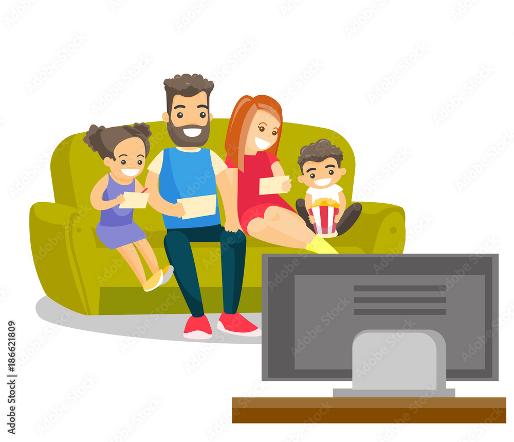 Family Watching Tv Together Clipart