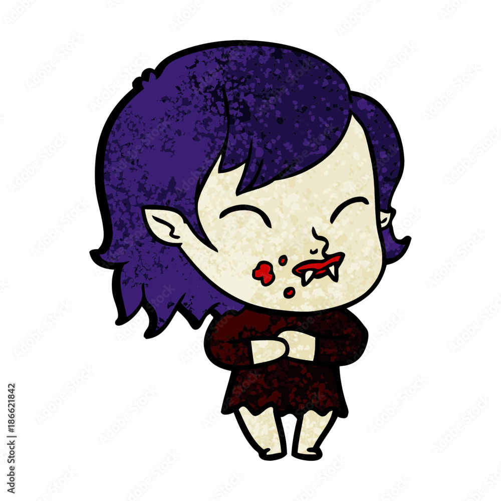cartoon vampire girl with blood on cheek Stock Vector | Adobe Stock