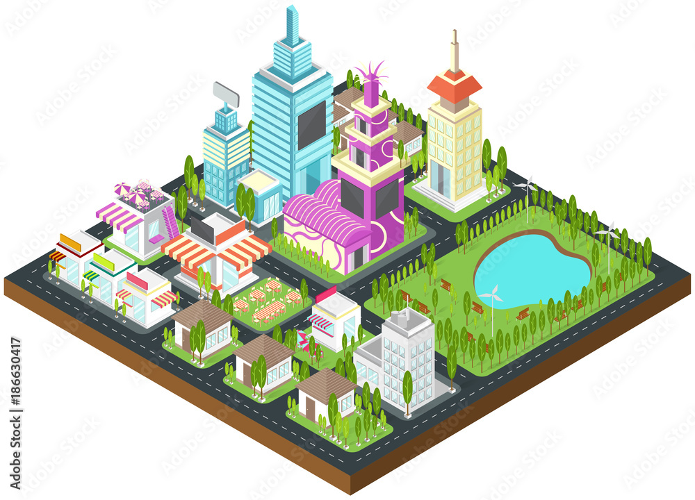 Graphic city building, real esate, house and cityscape architecture ...