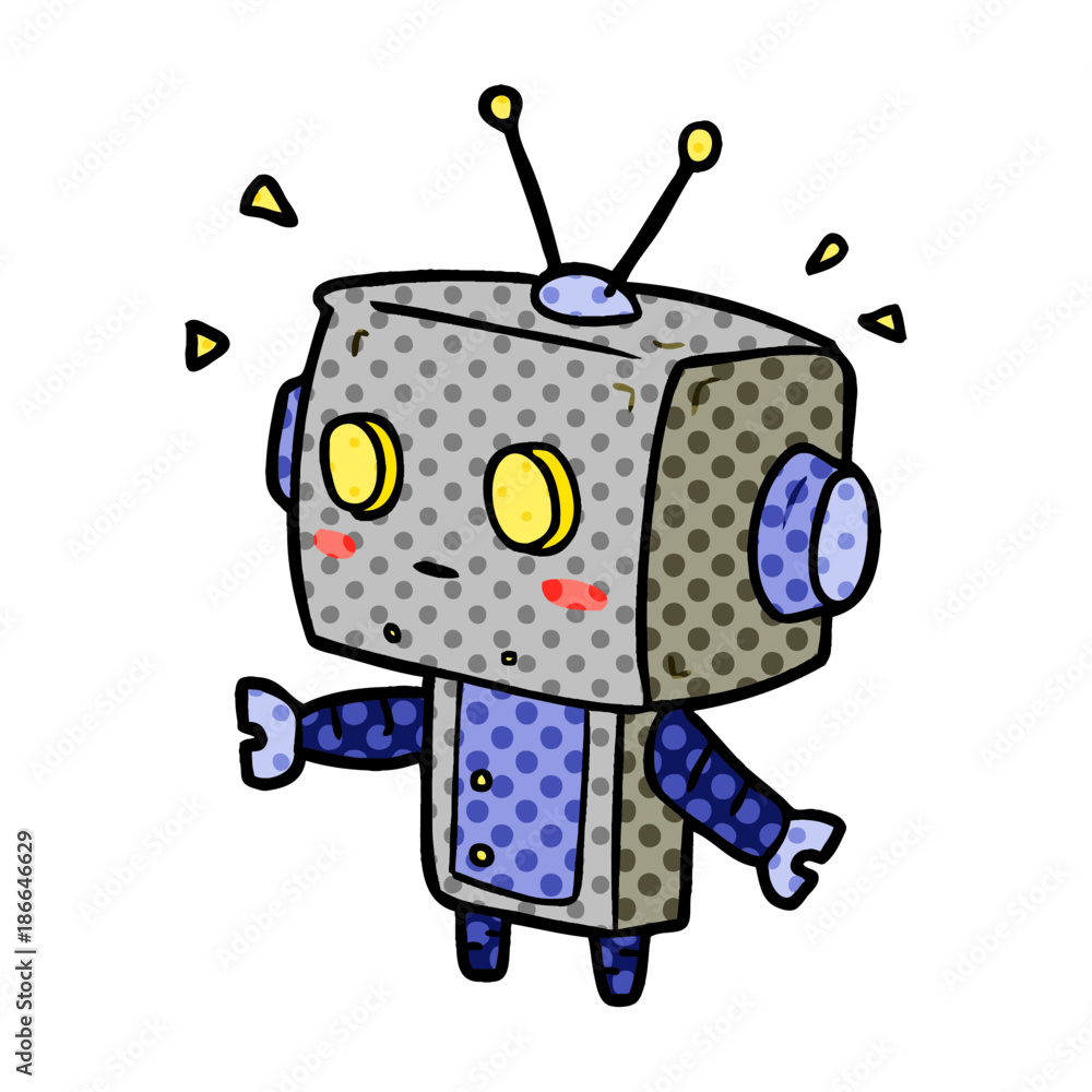 cute cartoon surprised robot Stock Vector | Adobe Stock