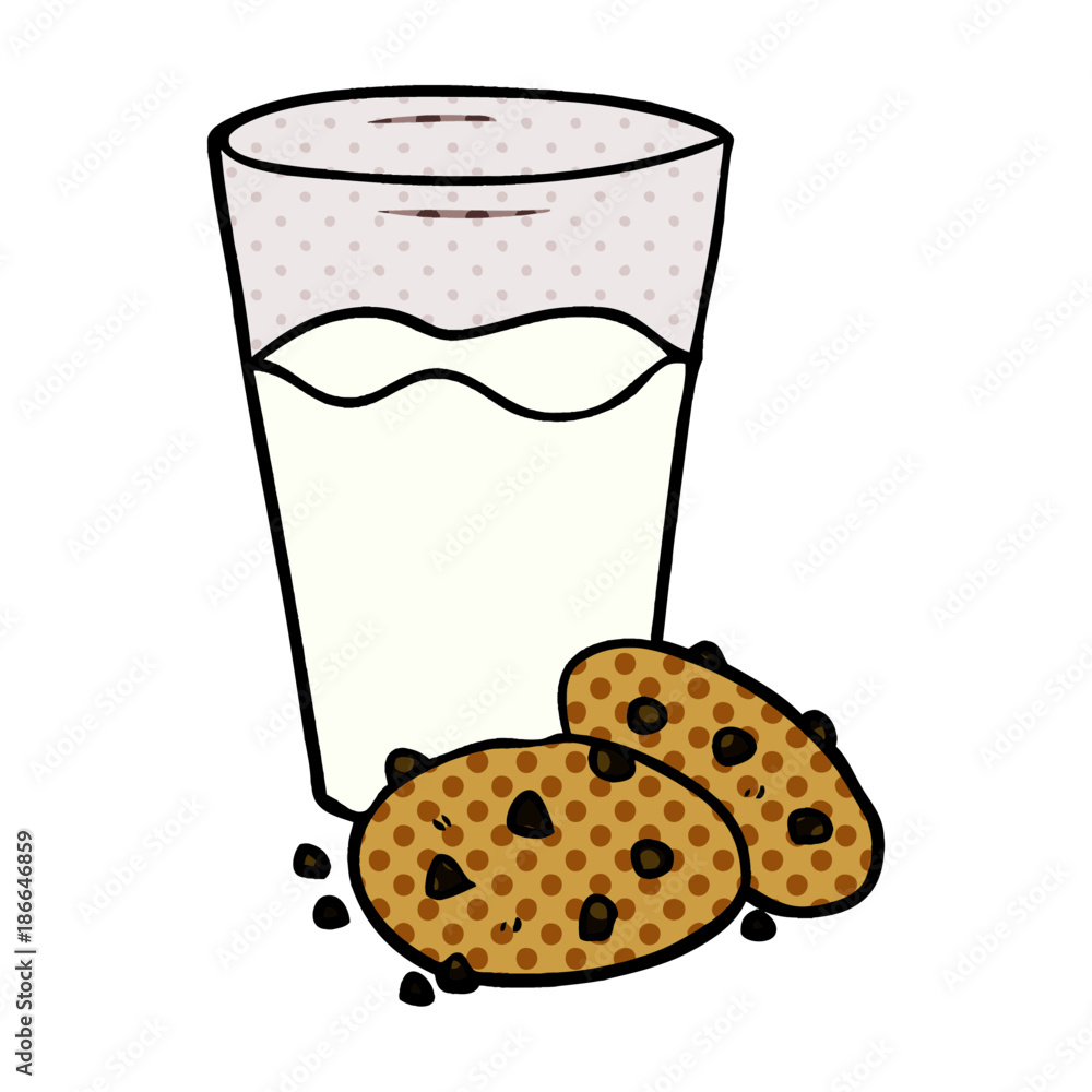 cartoon cookies and milk Stock Vector | Adobe Stock
