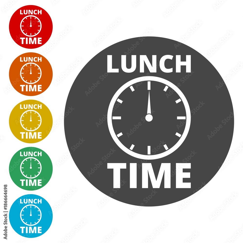 Time For Lunch, Flat Lunch Time icon Stock Vector | Adobe Stock