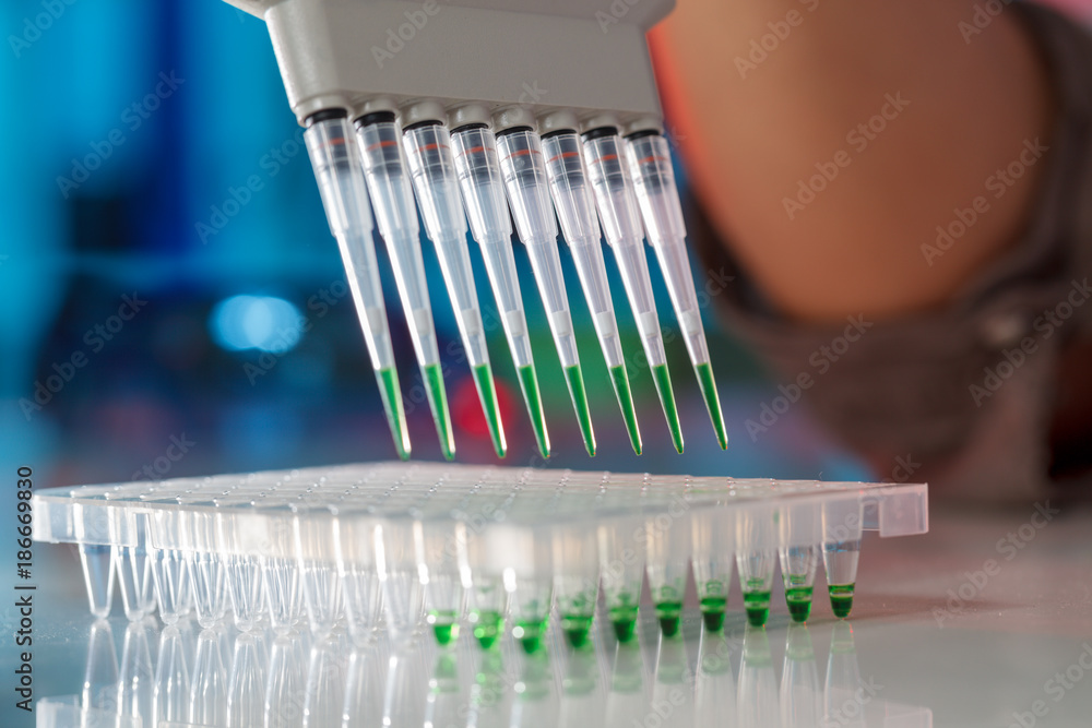 electrophoresis device in a genetics lab to decrypt the genetic code ...