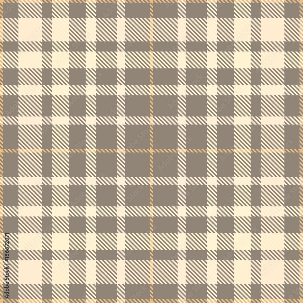 Plaid check pattern in shades of beige, off white and grey brown ...