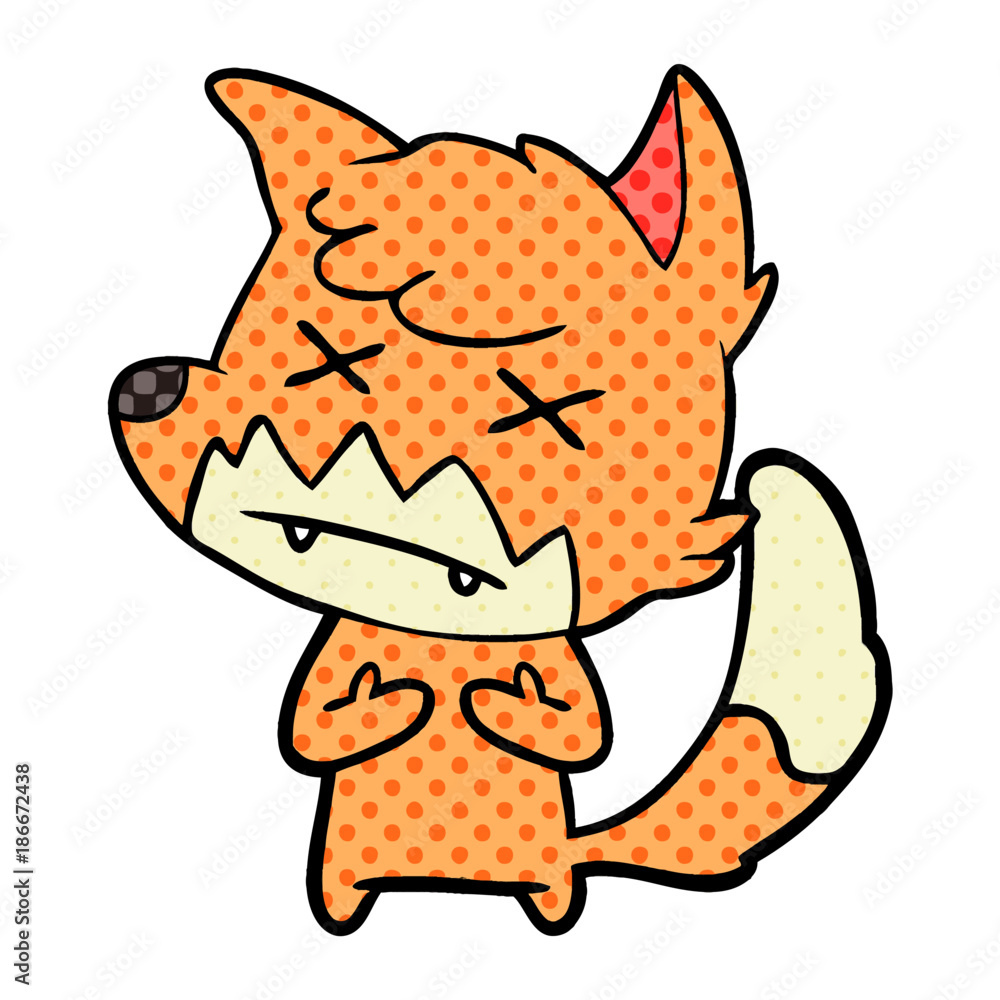 cartoon cross eyed fox Stock Vector | Adobe Stock