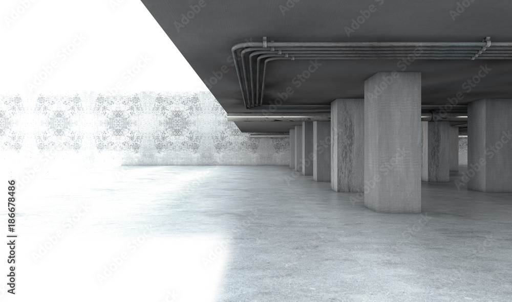 Estructura de cemento y pilares de hormigón.Concepto de construccion y ...