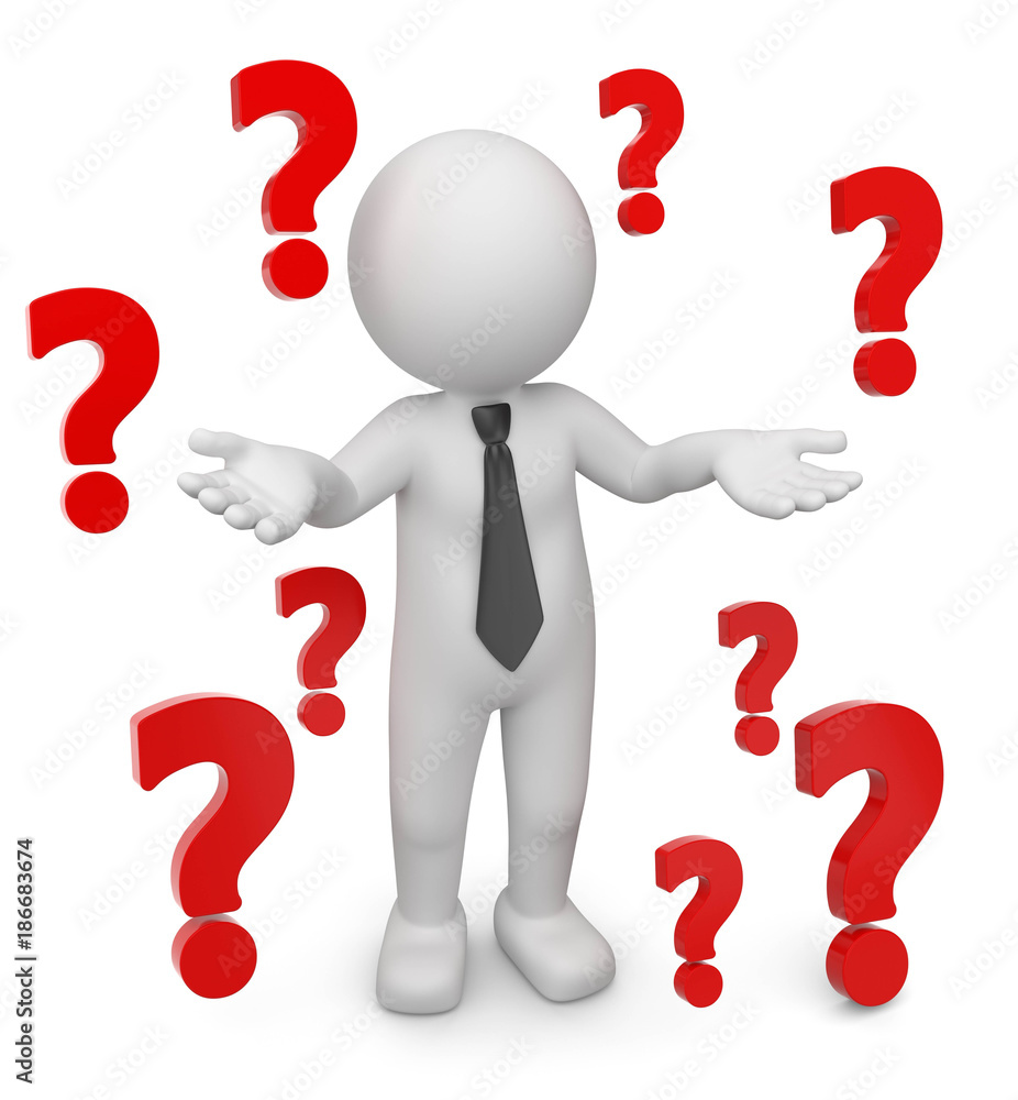3d Männchen mit roten Fragezeichen Stock-Illustration | Adobe Stock