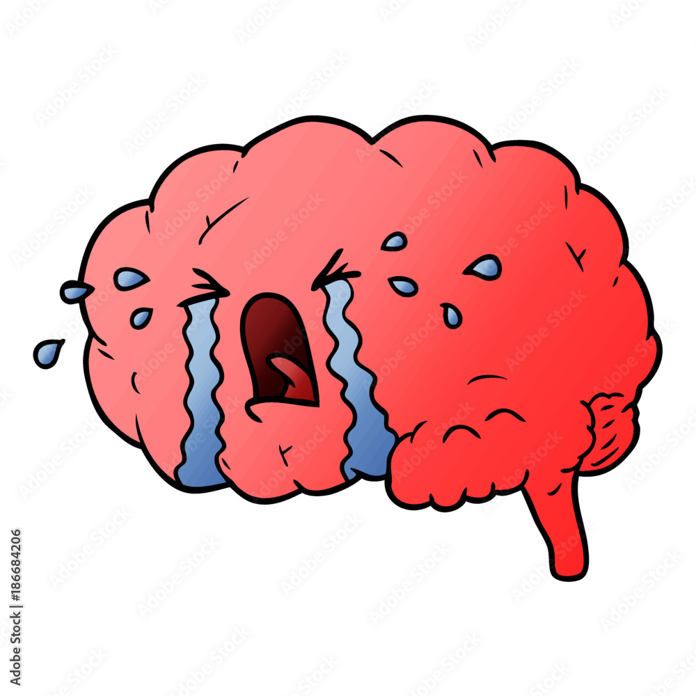 cartoon brain crying Stock Vector | Adobe Stock