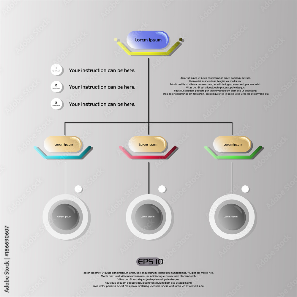 Infographics chart with colorful instruction and copy space background ...