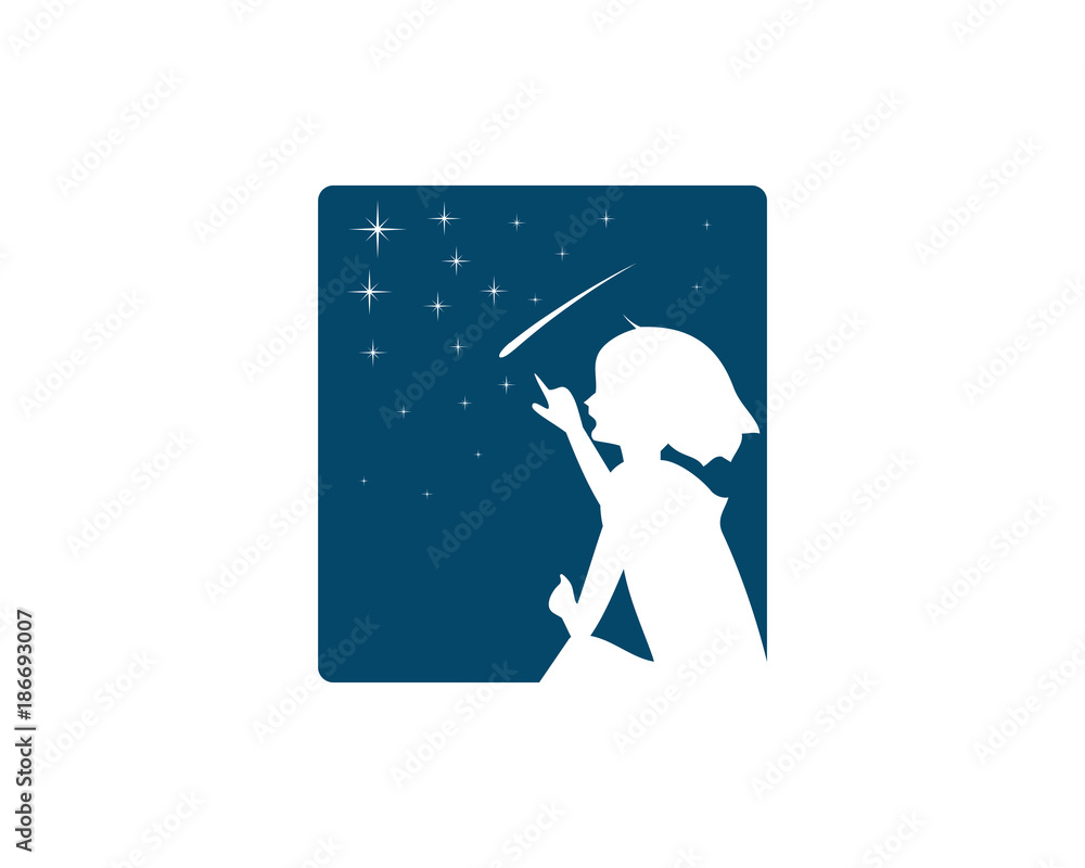 Girl Counting Stars - Shooting Star on the Night Illustration Symbol ...