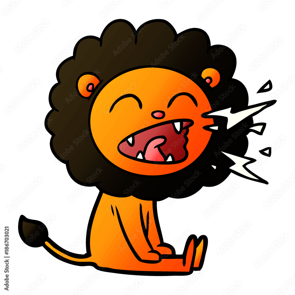 cartoon roaring lion Stock Vector | Adobe Stock