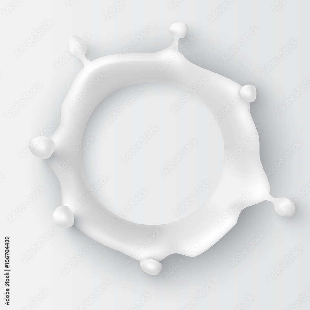 Realistic round milk splash, top view Stock Vector | Adobe Stock