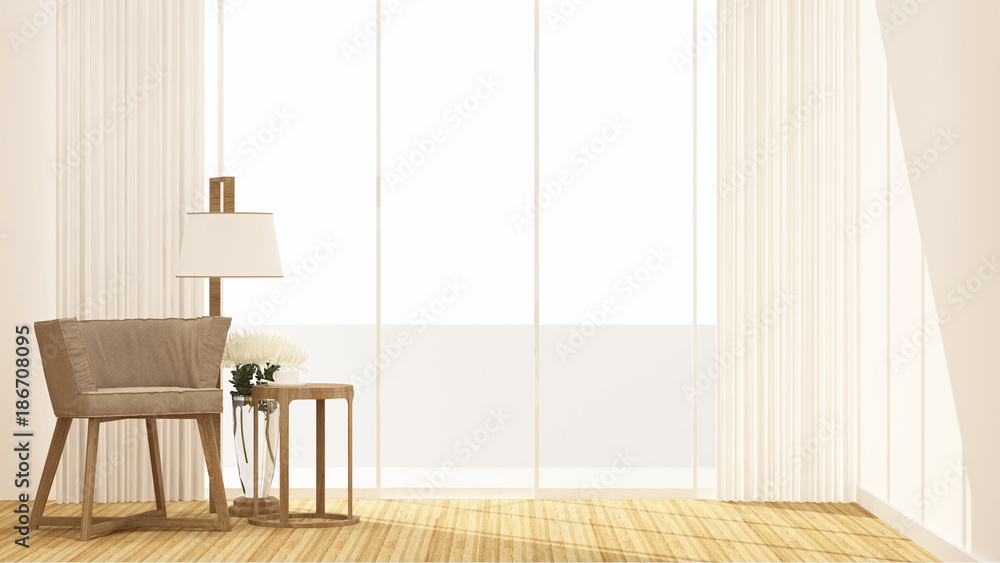Living room and balcony on white background for artwork room for rent ...