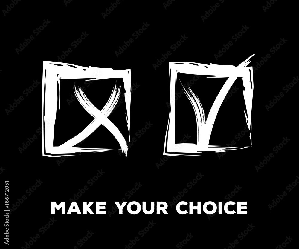 Yes and No Vector Set Square Frames, Isolated. Hand Painted Election ...