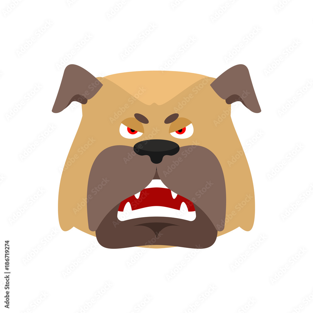 Dog angry emoji. Pet evil emotions avatar. bulldog aggressive. Vector ...