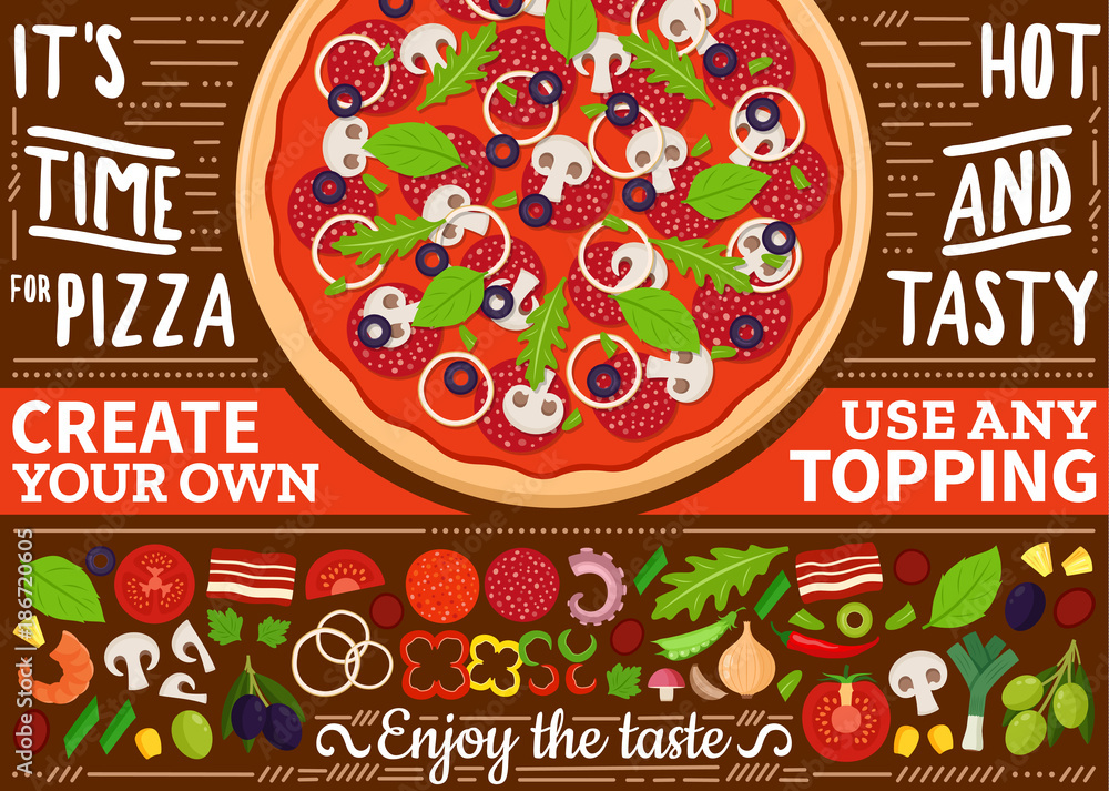 Vector pizza menu illustration Stock Vector | Adobe Stock