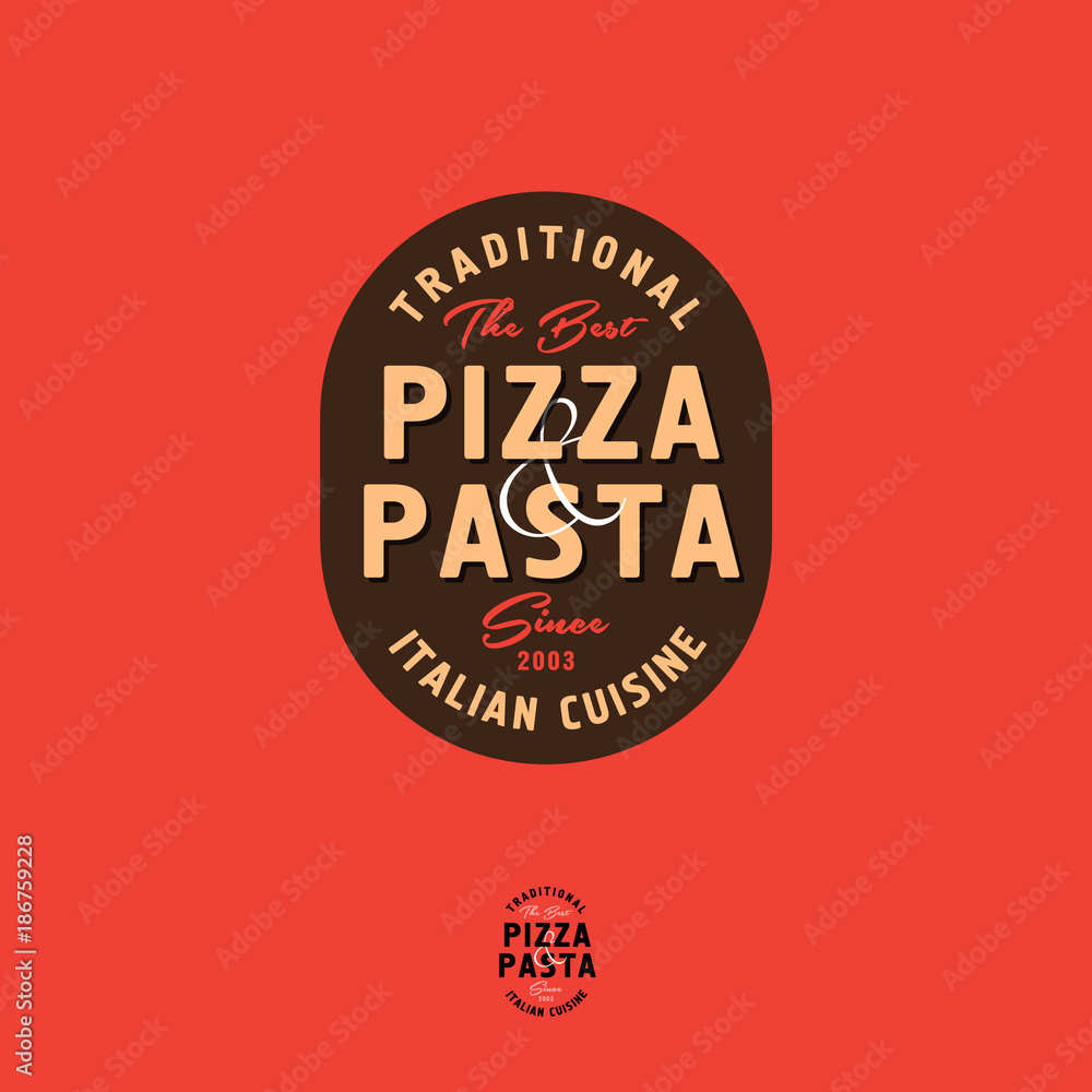 Pizza logo. Pizza and pasta restaurant. Italian cuisine emblem. Stock ...