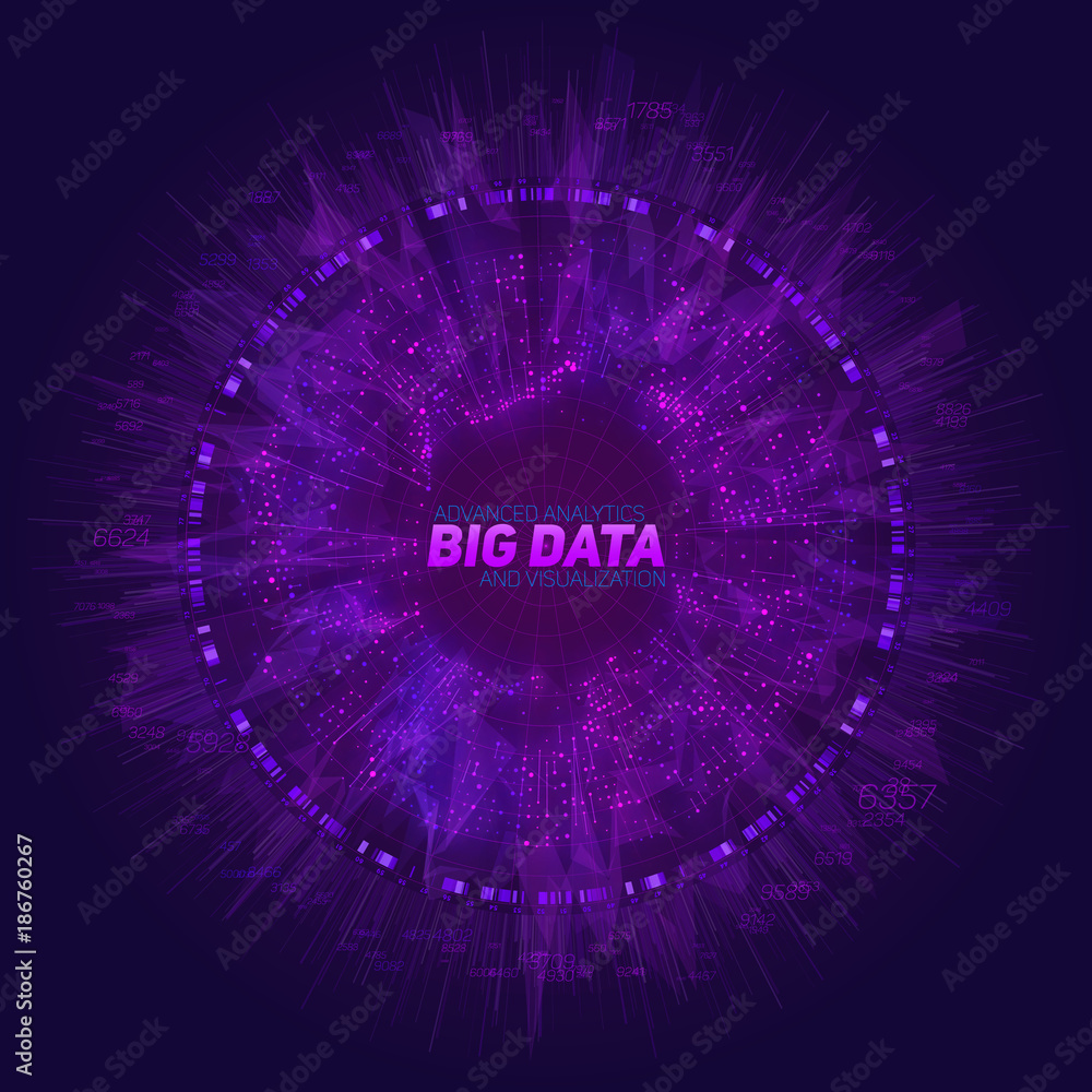 Purple Big data circular visualization. Futuristic infographic ...