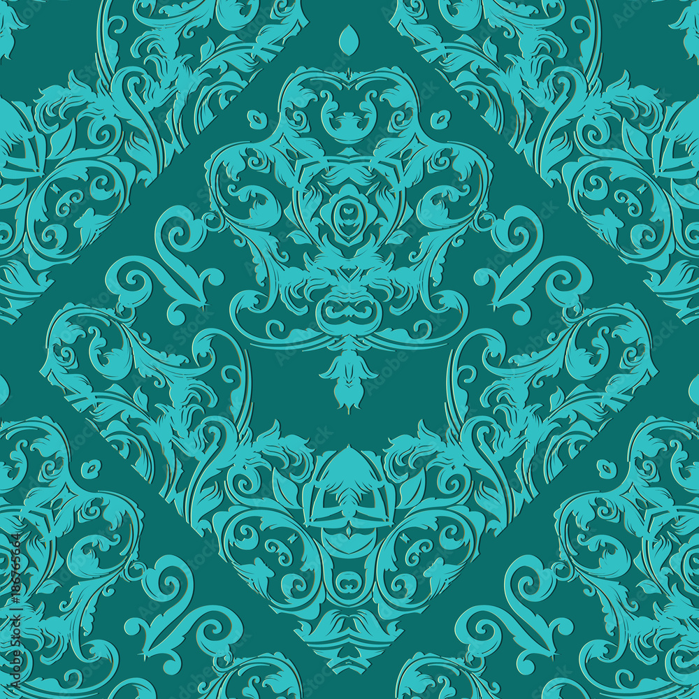 Turquoise Damask Pattern