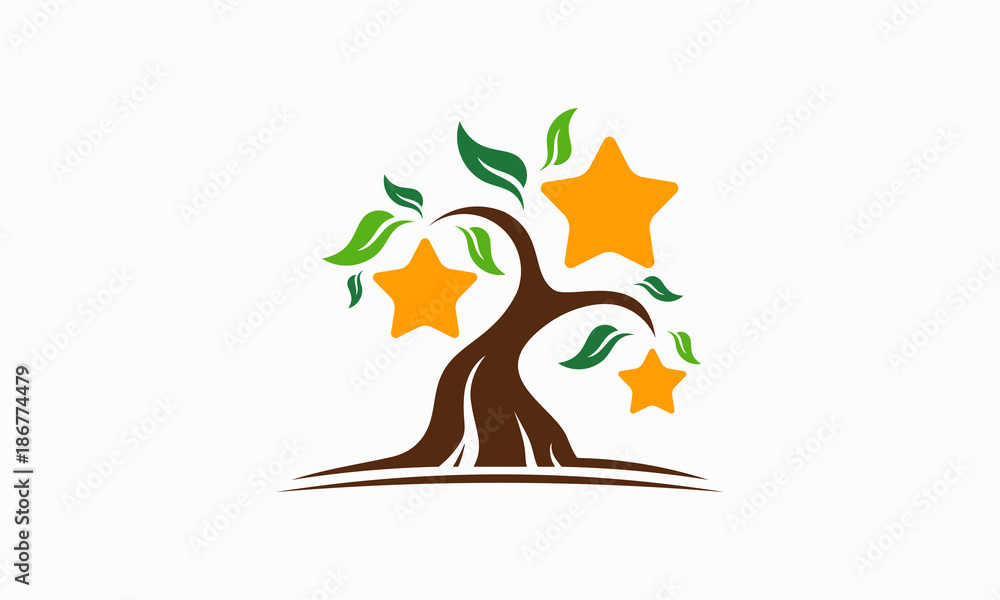 Star Tree logo designs concept, Bright Tree logo template vector ...
